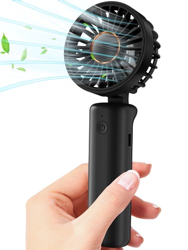 Hssio Portable Handheld Fan, Mini Desk Fan Foldable 2000mAh, 180° Ratotion, 3 Speeds, Ultra Quite, Up to 8H Long Use Time, Small Personal Cooling Fans Makeup Eyelash Fan for Women Girl