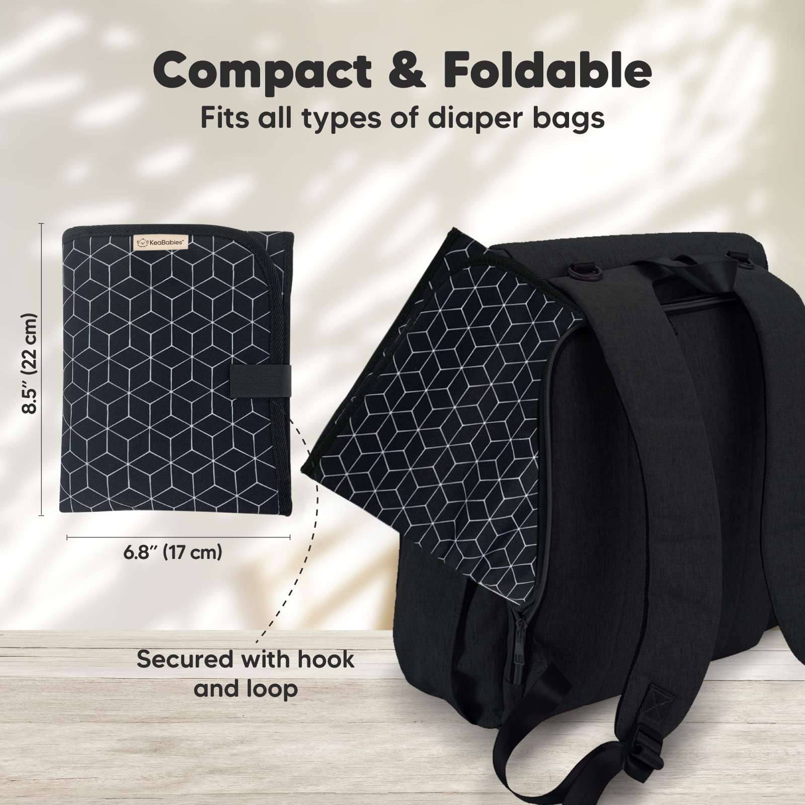 KeaBabies Portable Diaper Changing Pad - Waterproof Foldable Baby Changing Mat - Travel Diaper Change Mat - Lightweight Changing Pads for Baby - Baby Changer - Machine Washable