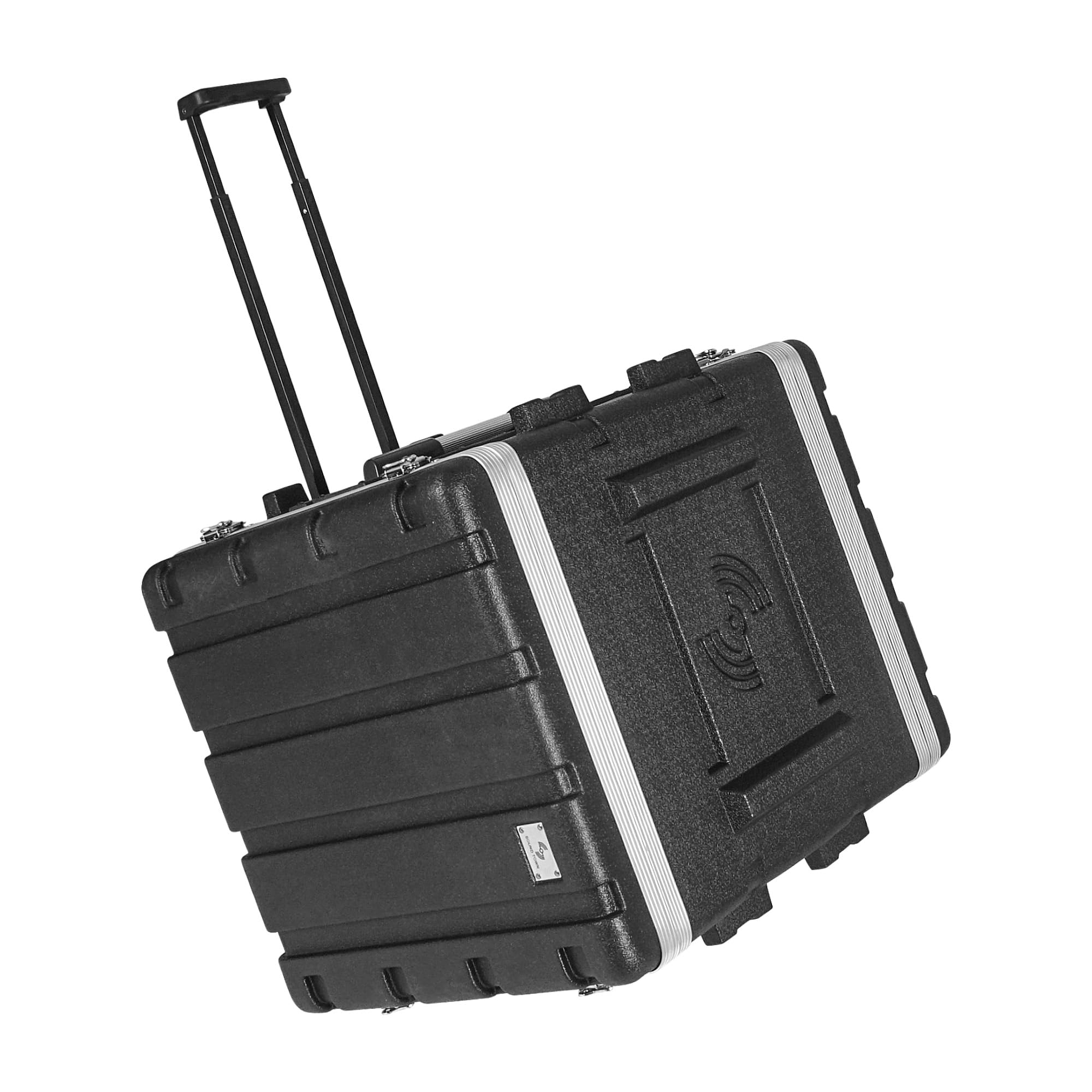 Sound Town Lightweight 10U PA DJ Rack/Road Case with 9U Rack Space, ABS Construction, 19” Depth, Retractable Handle, Wheels and Heavy-Duty Latches (STRC-A10UT)
