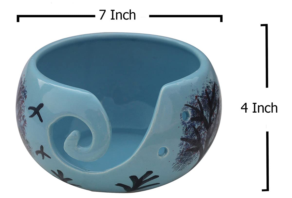 for Mom: 7-Inch Ceramic Yarn Bowl for Crocheting β Tangle-Free Knitting with Smooth Spiral Outlet by Abhandicrafts