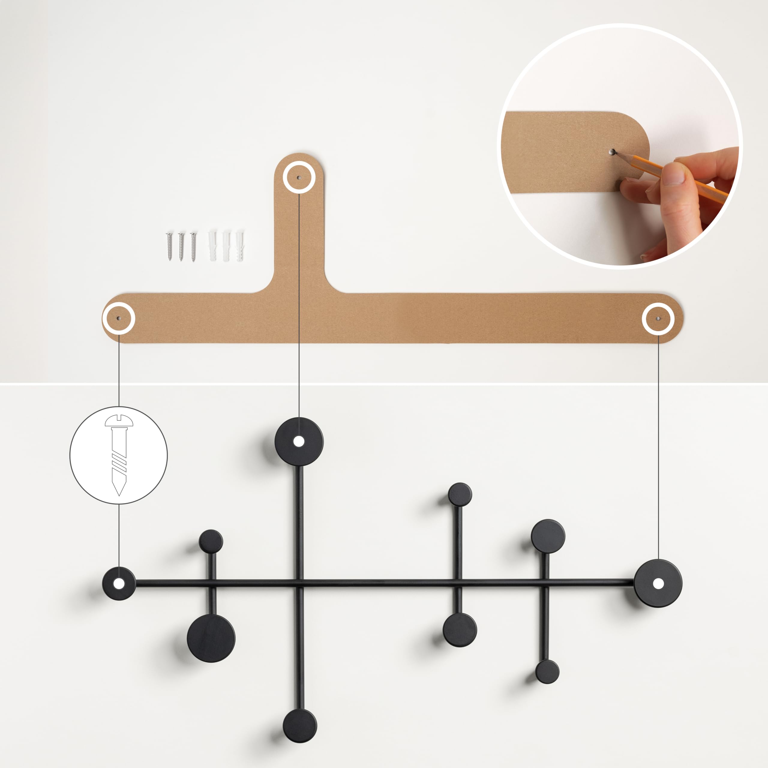 Kazai. 'Sval' Wall Wardrobe | Minimalist Coat Hook Design from Berlin | Modern Metal Wall-Mounted Coat Rack/Hooks | White