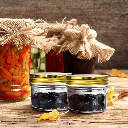 Encheng 4 oz Clear Glass Jars With Lids(Golden),Small Spice Jars For Herb,Jelly,Jams,Wide Mouth Manson Jars Canning Jars For Kitchen Storage 40 Pack