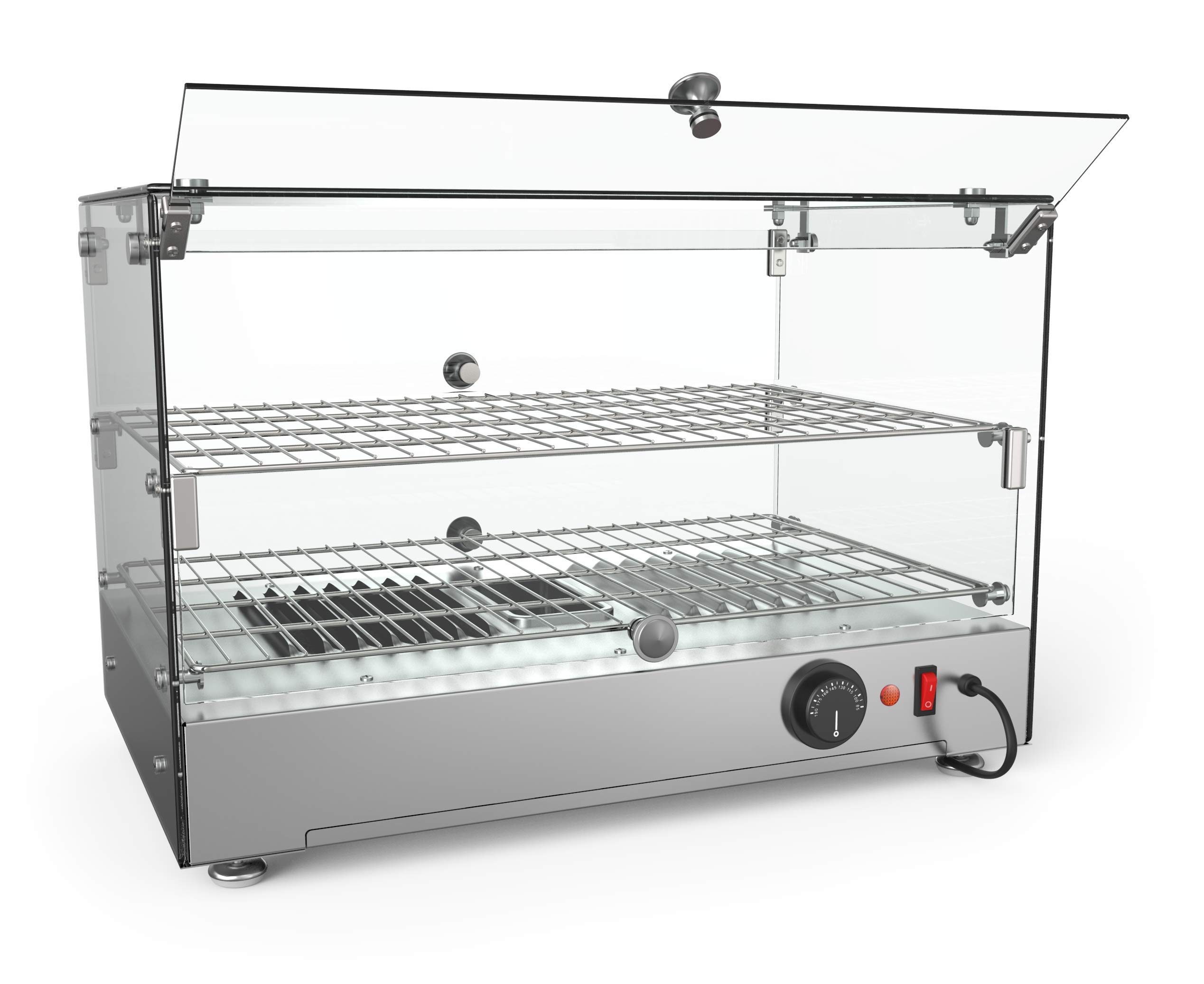 KoolMore - HDC-1.7C 22" Self Service 2 Shelf Commercial Countertop Food Warmer Display Case - 1.7. cu ft, Silver