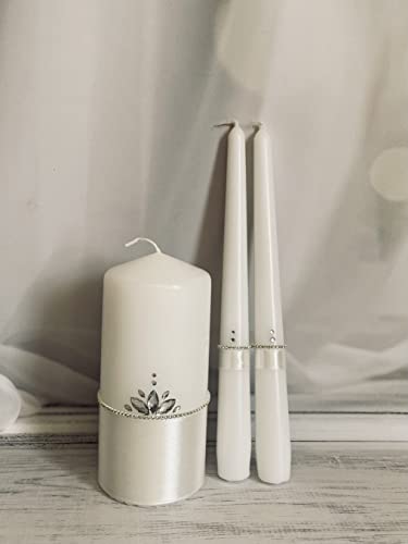 Magik Life Unity Candle Set for Wedding - Wedding Unity Set for Reception and Ceremony - Candle Sets - 6 Inch Pillar and 2 * 10 Inch Tapers