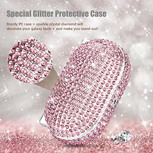 Filoto Case for Galaxy Buds Plus (2020) / Galaxy Buds (2019), Bling Crystal PC Earbuds Protective Case Cover for Women Girls Compatible with Samsung Galaxy Charging Buds + Case (Rose Pink)