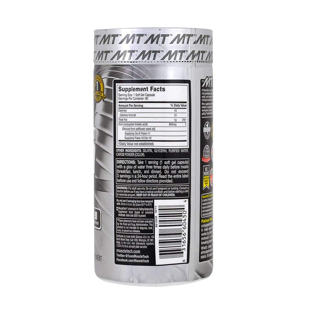 CLA Supplements | MuscleTech Platinum Ultra Pure CLA | 800 mg of CLA per Serving | Conjugated Linoleic Acid | Anti-Catabolic Support | Stimulant-Free Formula | 90 CLA Pills (90 Servings)