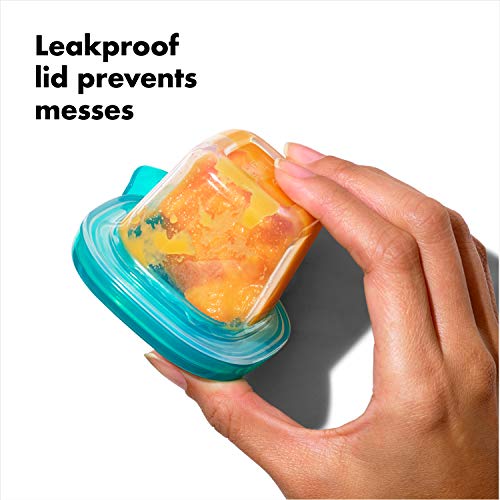 OXO Tot Silicone Baby Food Storage Containers, Teal, Set of Six 2oz Containers