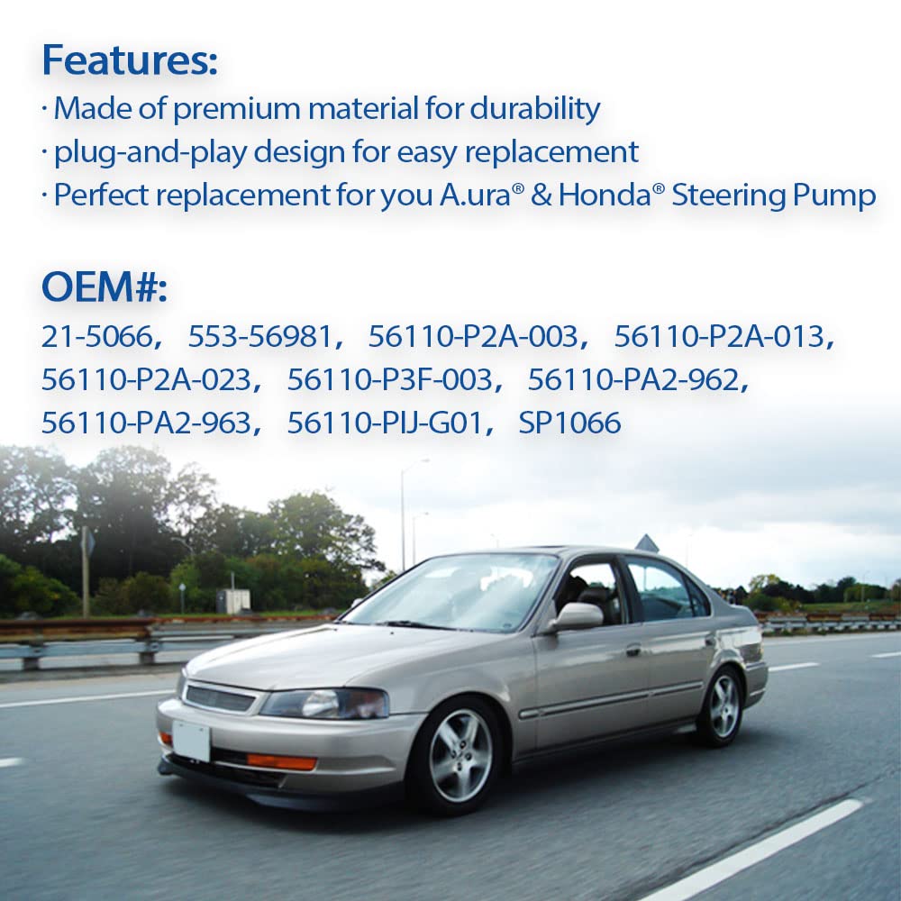 CHargo Power Steering Pump 56110-P2A-003 for Honda Civic 1.6L 1996-2000 Ac.a EL 1997-2000 21-5066 New Power Assist Pump