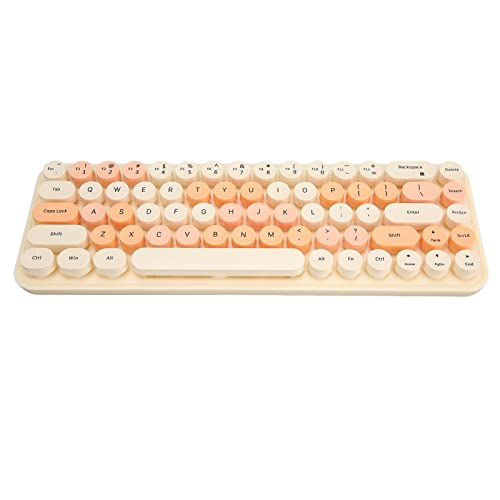 Gaming Keyboard Mouse, Retro Cute Material ABS Keyboard USB Mouse 68 Keys 2.4G Wireless Low Consumption for Office (Tawny Mixed Color)
