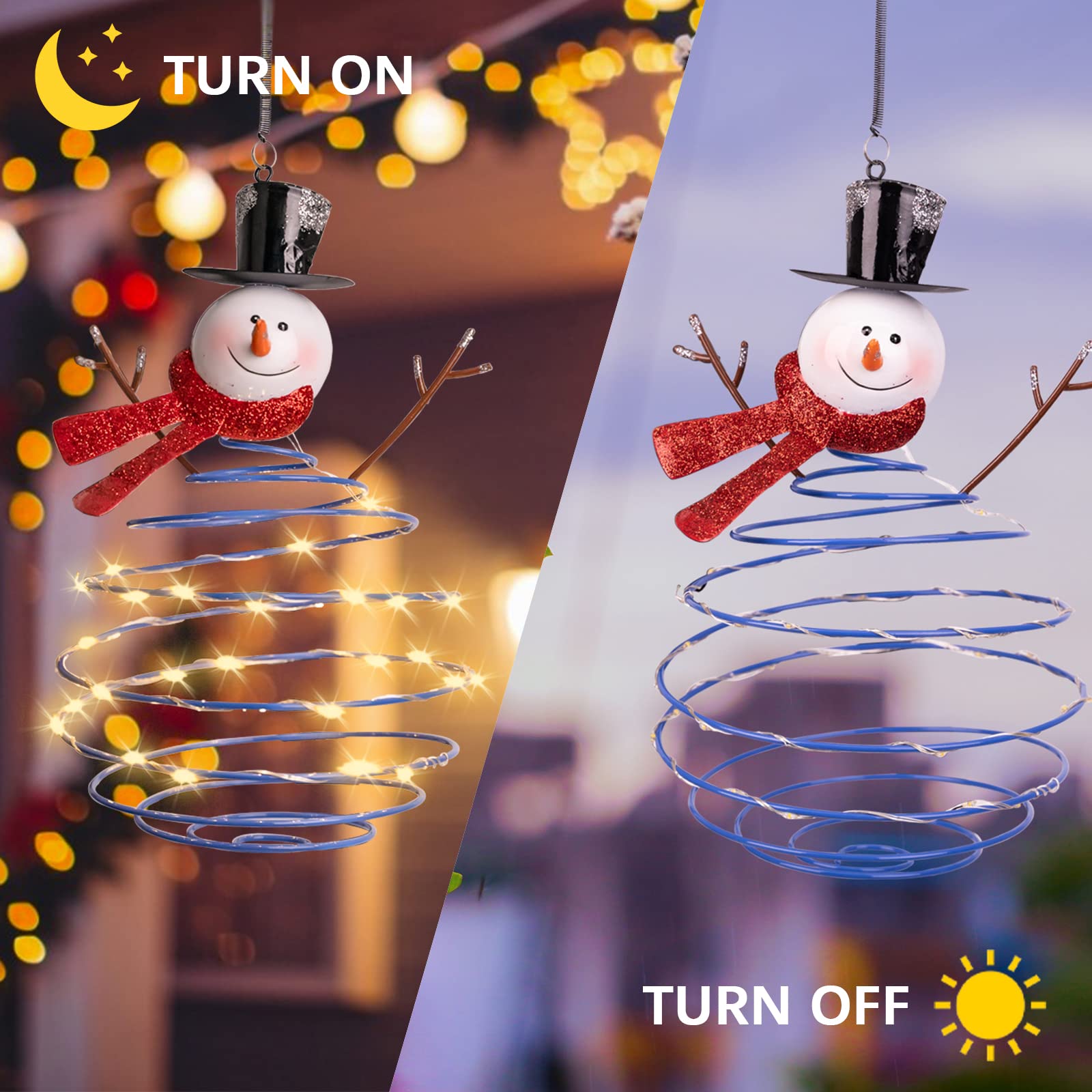 Snowman Hanging Lights Outdoor - Spiral LED Lanterns Garden Lights, Creative Iron Art Lanterns Lamp Pineapple Lights, Decorative Pendant Lights Landscape Lamp for Garden, Patio, Porch, Path, Yard