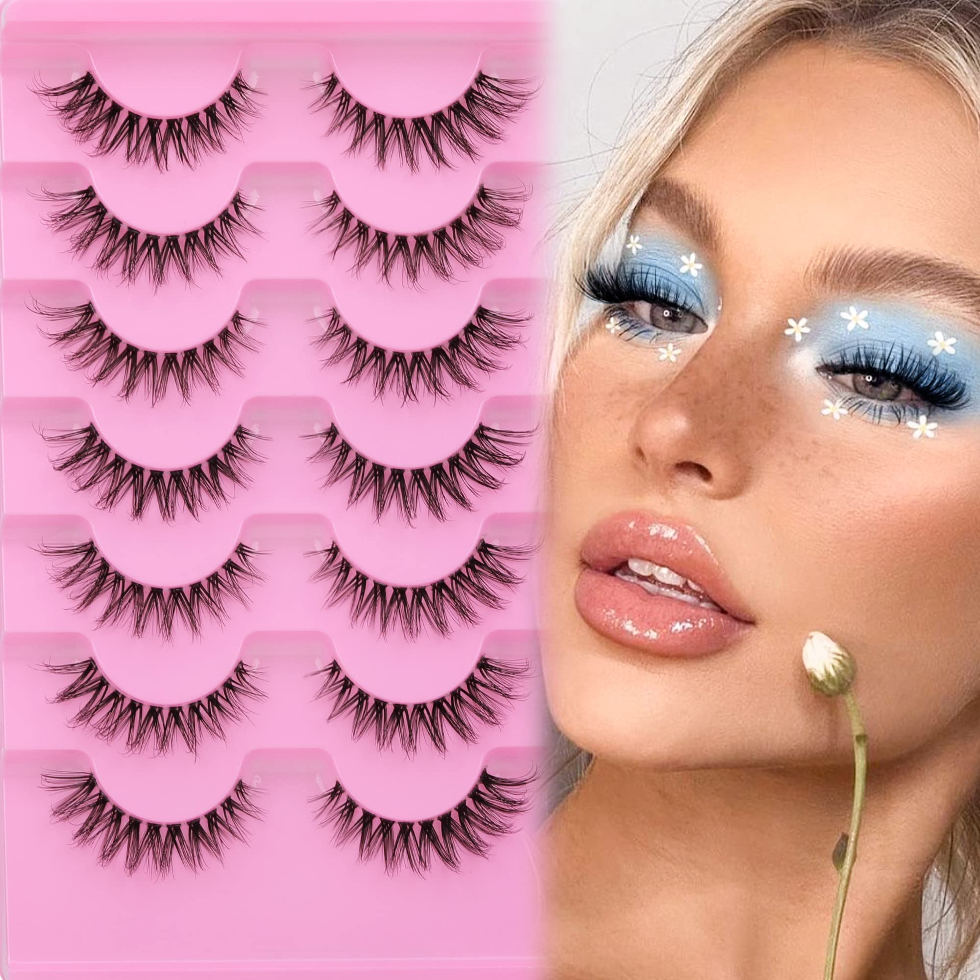 False Eyelashes Natural Look Wispy Faux Mink Lashes Natural Lashes 3D Fake Eyelash Look Like Cluster Lash by TOOCHUNAG
