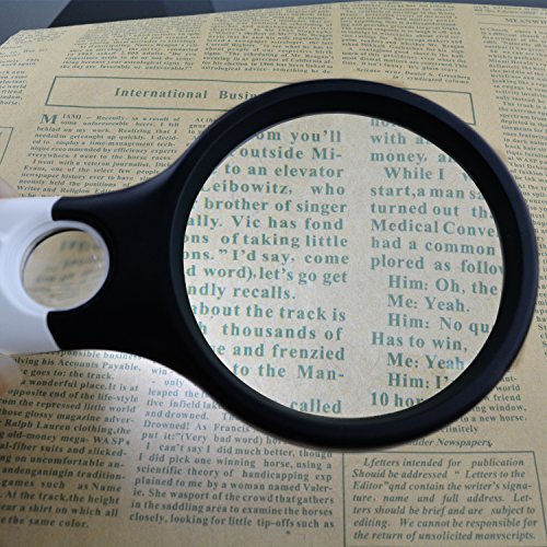 Magnifier 3 LED Light, Marrywindix 3X 45X Handheld Magnifier Reading Magnifying Glass Lens Jewelry Loupe White and Black