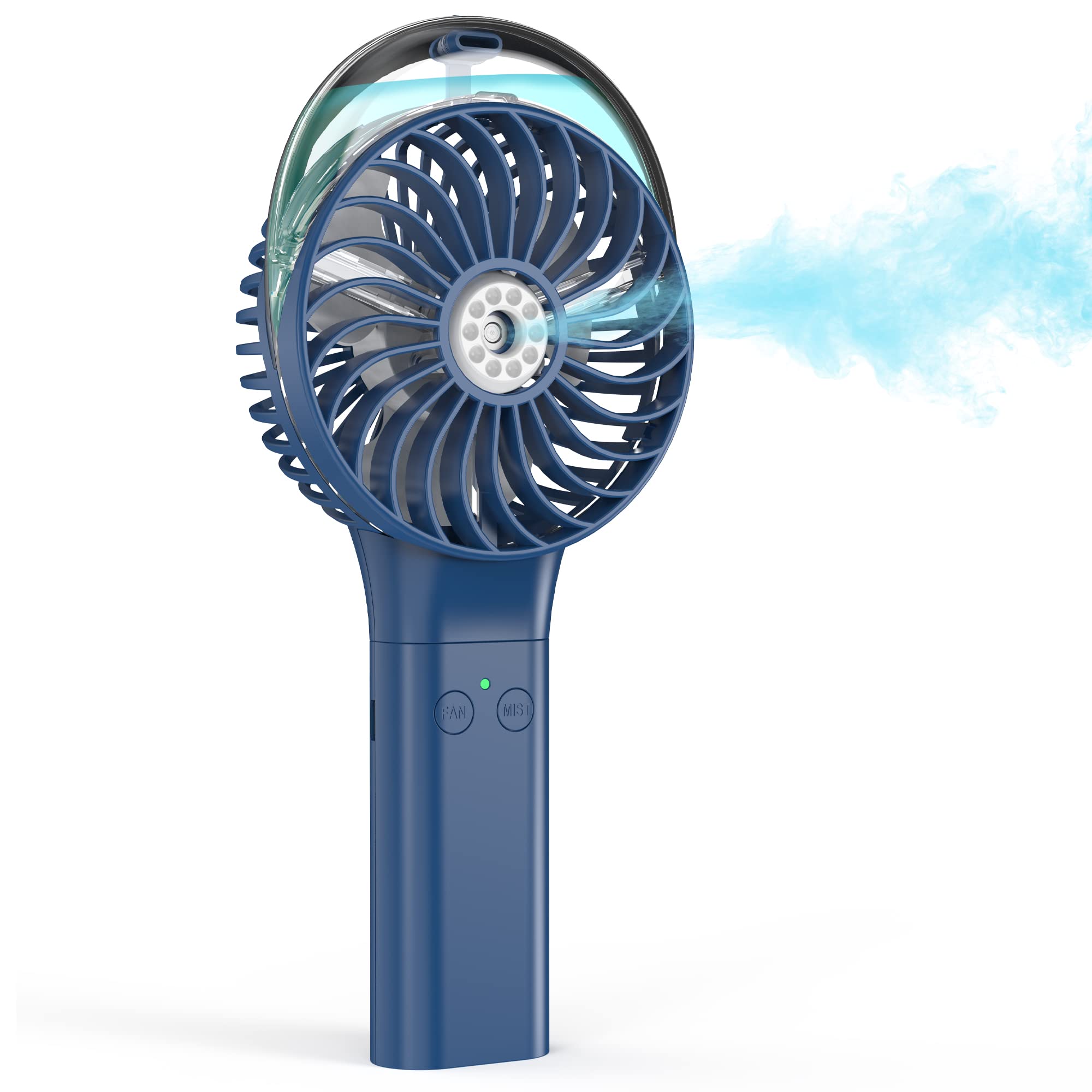 COMLIFE Handheld Misting Fan, USB or Rechargeable Battery Powered, 50ml Large Water Tank 3 Powerful Speeds 180° Foldable Spray Fan for Desktop Home Office Dorm Hiking Travel Outdoors