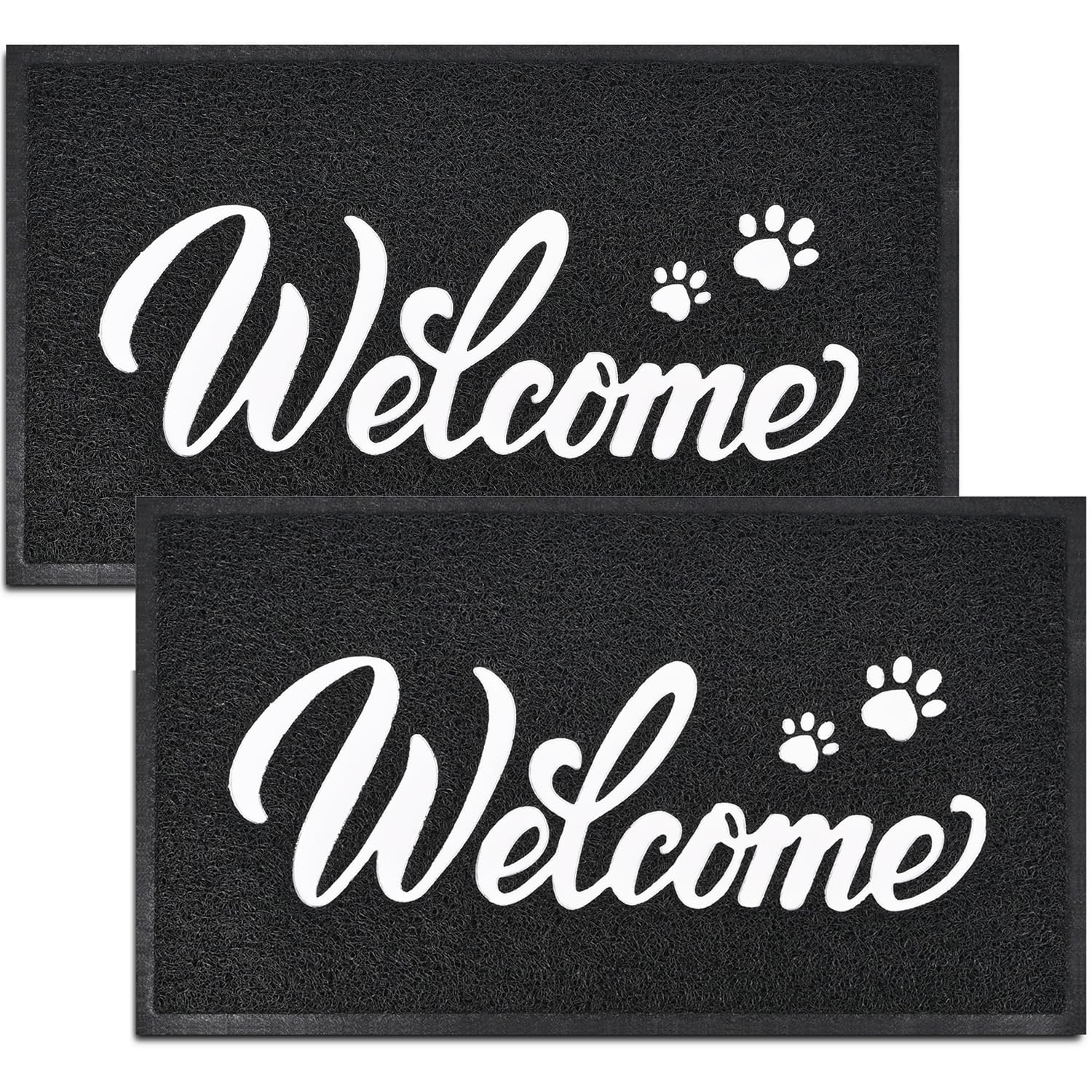 T.HENV Welcome Mat Outdoor, 2 Pack 32x20 Waterproof All-Season Front Door Mat Outside Entrance, All-Weather Quick Drying, Low Profile Doormat Indoor, Patio Porch Entryway Mat, Black-White