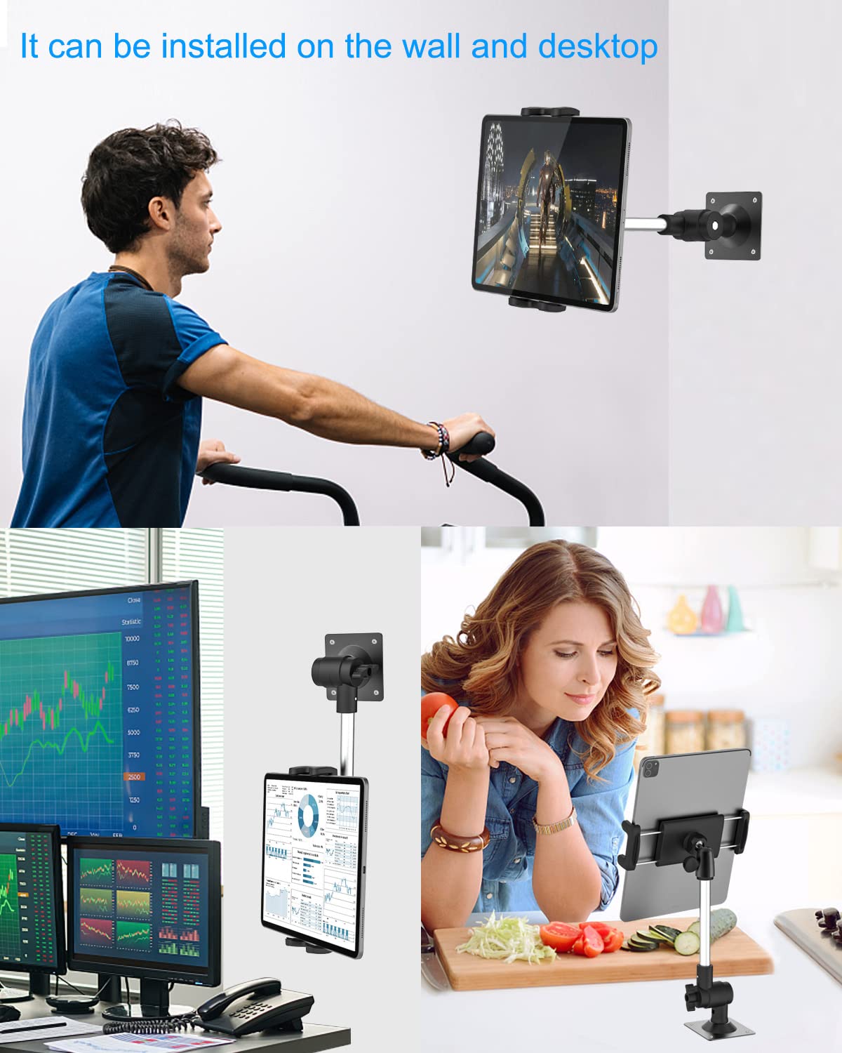 Drill Base Tablet Mount Car Dashboard, Aozcu Heavy Duty Truck Dash iPad Holder with Strong Aluminum Arm, Commercial Vehicles Tablet Stand for iPad Pro Air Mini,Galaxy Tabs, iPhone, All 4-12.9" Tablets