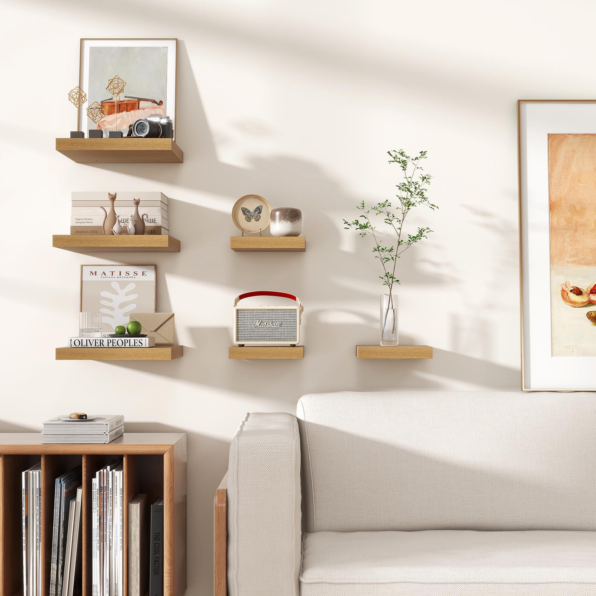 Floating Shelves for Wall, 3 Small Wall Mounted Shelves with Invisible Brackets, Square Wood Floating Wall Shelf Shelves for Living Room, Bedroom, Kitchen, Bathroom Decor (Oak, 12" W x 12" D x 1.3" H)