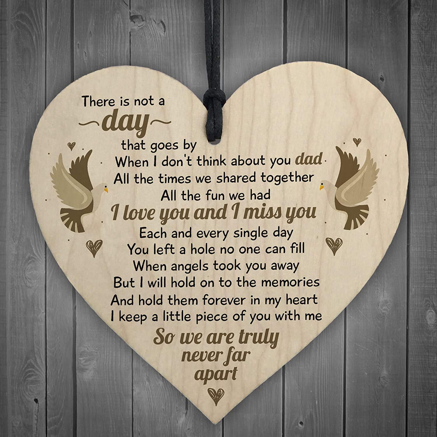 RED OCEAN I Miss You Home Grave Garden Memorial Wooden Heart In Memory Dad Rememberance Plaque Gifts