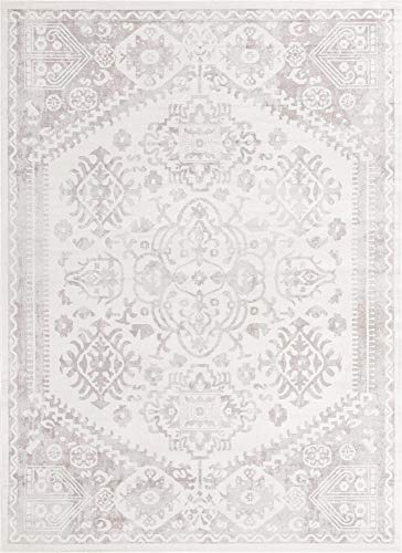 Unique Loom Oxford Collection Area Rug - Radcliffe (9' x 12' Rectangle, Cream/ Ivory)