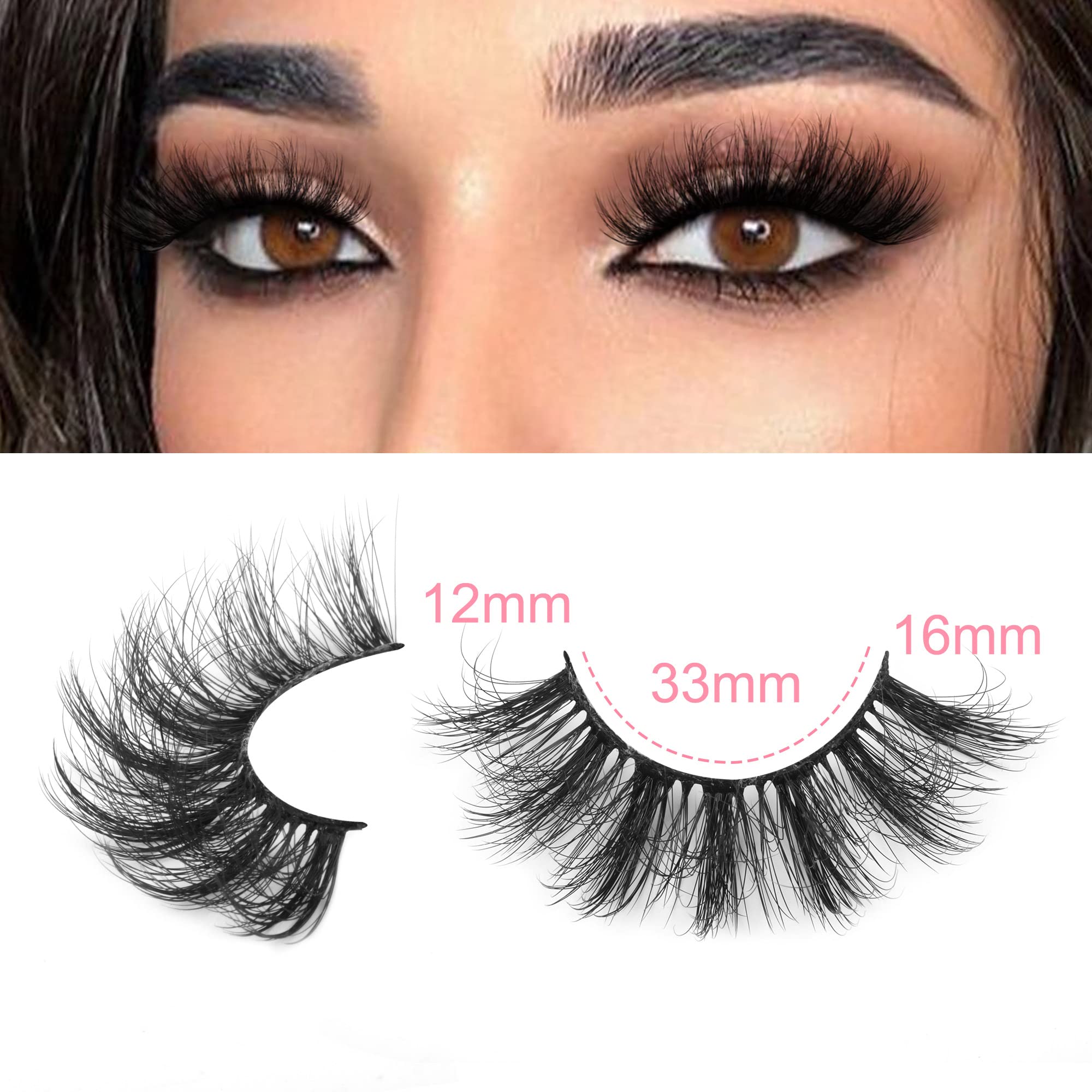 False Eyelashes 16mm Fluffy Lashes That Look Like Extensions Strip Eyelashes Wispy Cat Eye Lashes Pack 3D Faux Mink Lashes Natural Look by Zegaine 10 Pairs