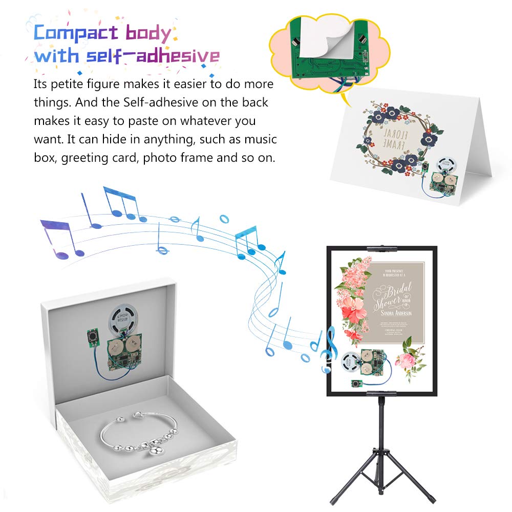 Recordable Sound Module, Icstation 8M USB Programmable Sound Chip with Speaker, Push Button Activated Charging Sound Board for DIY Music Card Birthday Valentine's Day Greeting Card
