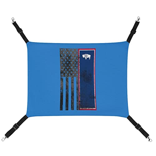 USA Wyoming State Flag Pet Hammock Comfortable Adjustable Hanging Bed for Small Animals Dogs Cats Hamster