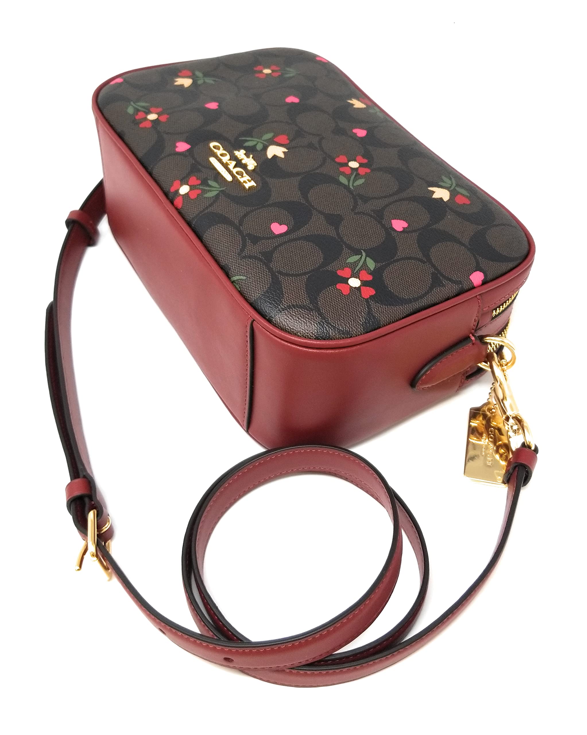COACH Women's Jes Crossbody Bag in Signature Canvas (Heart Petal Print - Brown - Multi)