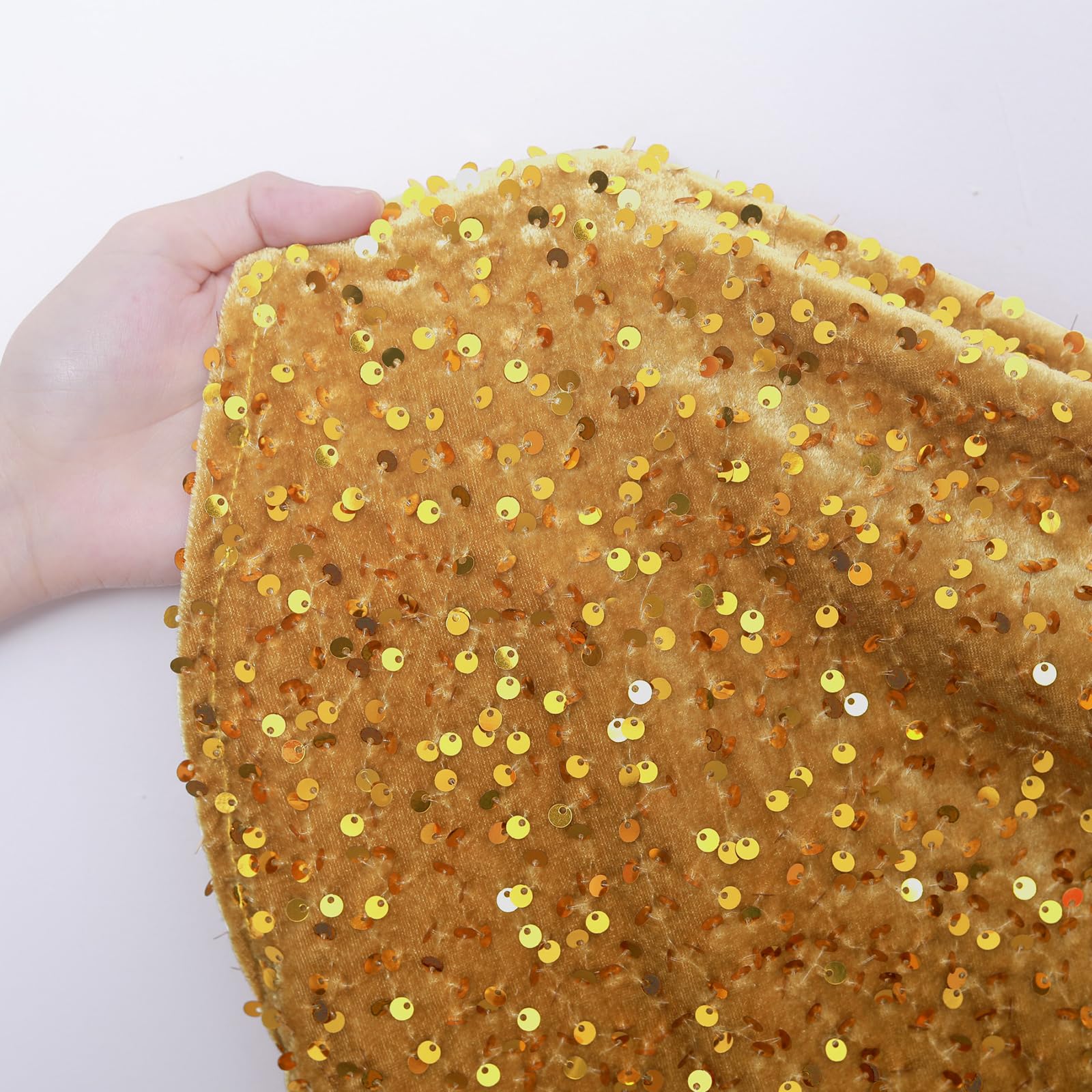 Champagne Gold Christmas Tree Skirt 24 Inches Velvet Sequin Tree Skirt Small Tree Skirt for Christmas Decorations