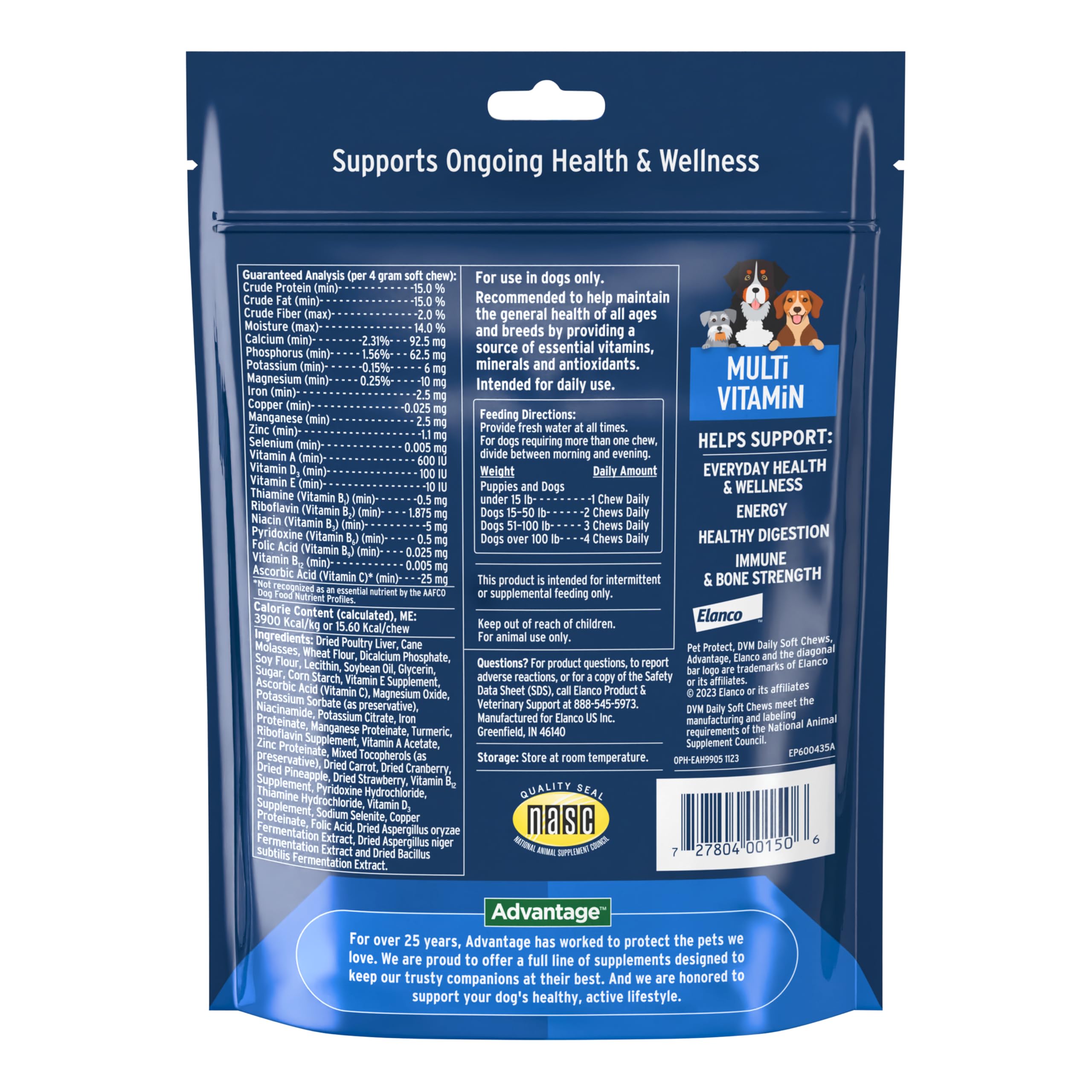 Pet Protect from The Makers of Advantage Vet-Formulated Daily Multivitamin for Dogs | 60 Chews with Vitamins