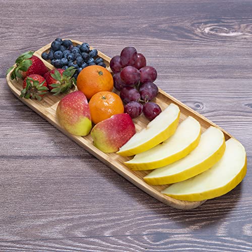 Premium Bamboo Portion Control Plate with Three Divided Sections | Wooden Adult Size Food Tray for Diet and Weight Loss | Bento Portioned Plate for Adults