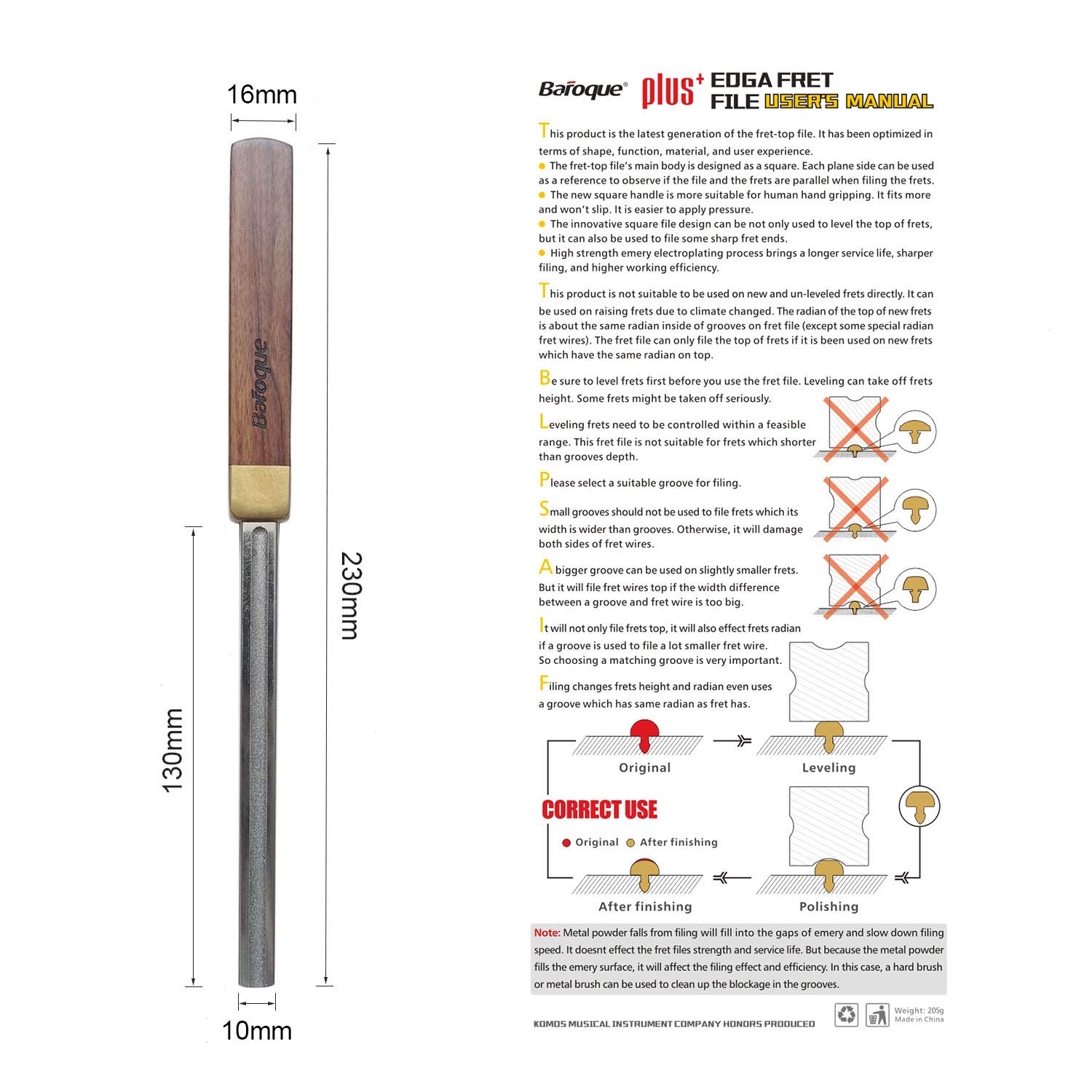 Upgrated Baroque Guitar Fret Crowning&Edge Dressing File 3 Slots Size & 1 full Grit Side Improved 4th Generation Repair Luthier Tools for Guitars,Ukulele,Bass,Banjo,Mandolin etc (4th Generation File)
