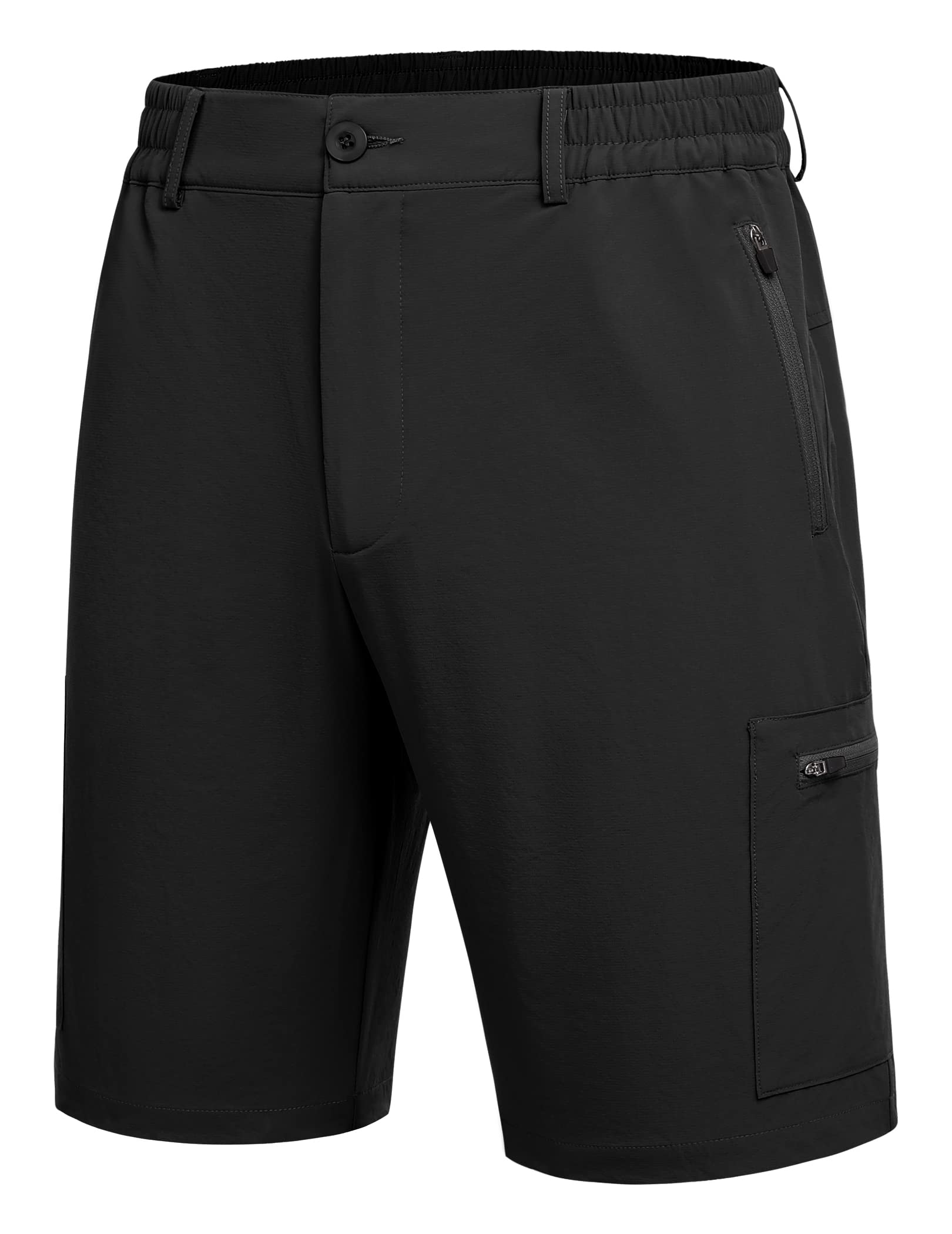 COOFANDY Mens Golf Shorts Quick Dry Stretch Hiking Cargo Shorts Lightweight Fishing Shorts with 5 Pockets Black