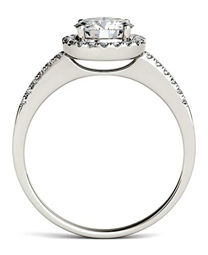 Charles & Colvard Created Moissanite 6.5mm Round Cut Engagement Ring for Women | 1.3 cttw DEW | Lab Grown | Solid 14K White Gold with Rhodium | Size 6