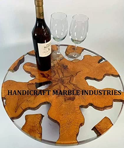 Epoxy Table, Live Edge Wooden Table, Epoxy Resin River Table, Natural Wood,Dining Table, Natural Epoxy Table, Resin Table 40" x 40" Inch