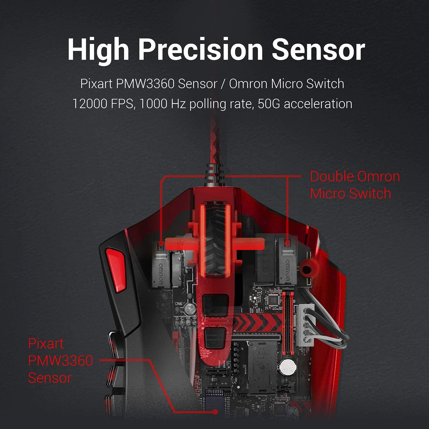 Redragon M901-1 Perdition MMO Gaming Mouse, LED RGB Backlight, 24000 DPI, 18 Programmable Buttons, Ergonomic Design, Wired USB Connection, Black
