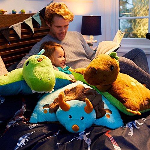 Pillow Pets Triceratops Blue Dinosaur, 18" Stuffed Animal Plush Toy