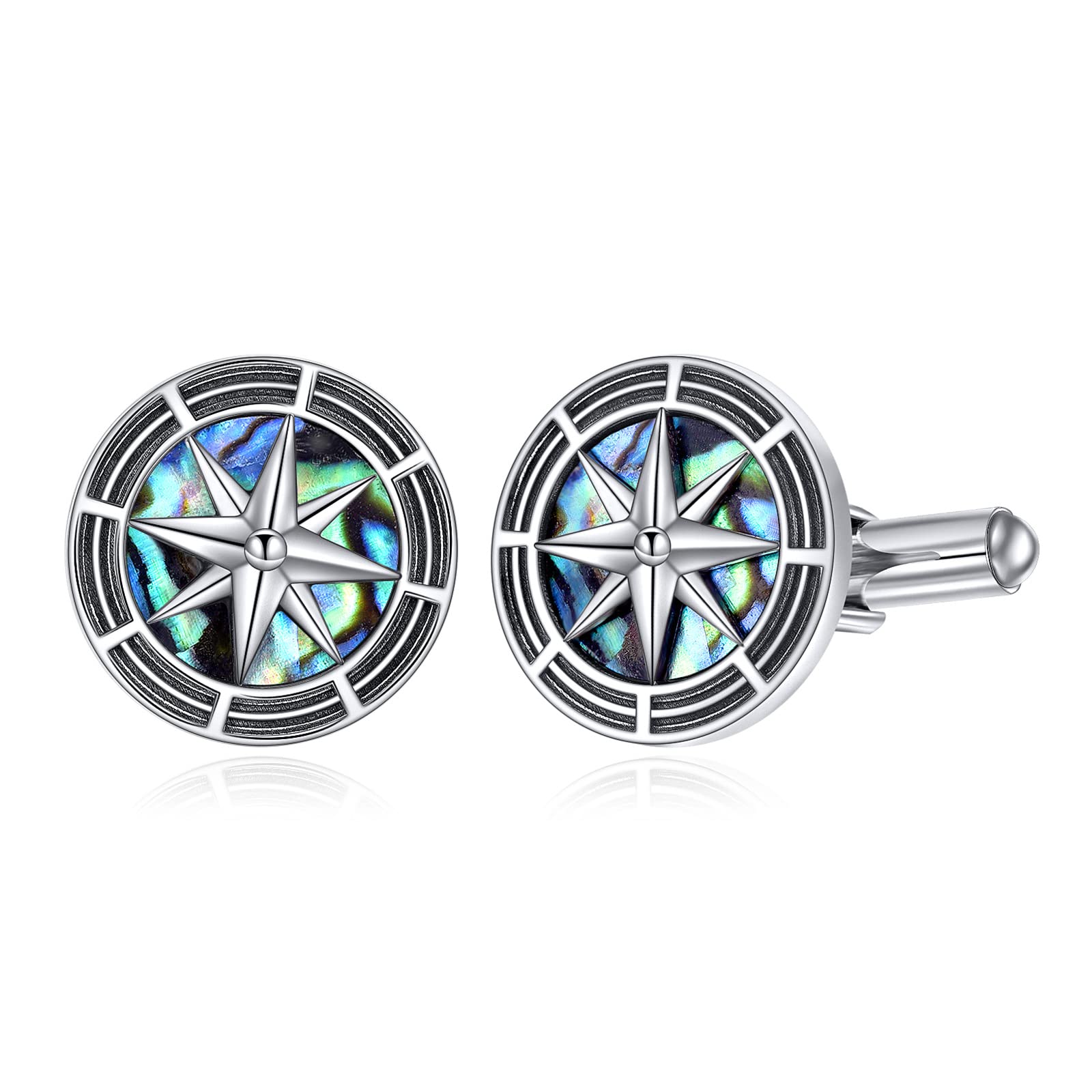 Compass Cufflinks Sterling Silver Tuxedo Shirt Cufflinks For Men Unique Cuff Links Executive Groom Father Wedding Gift