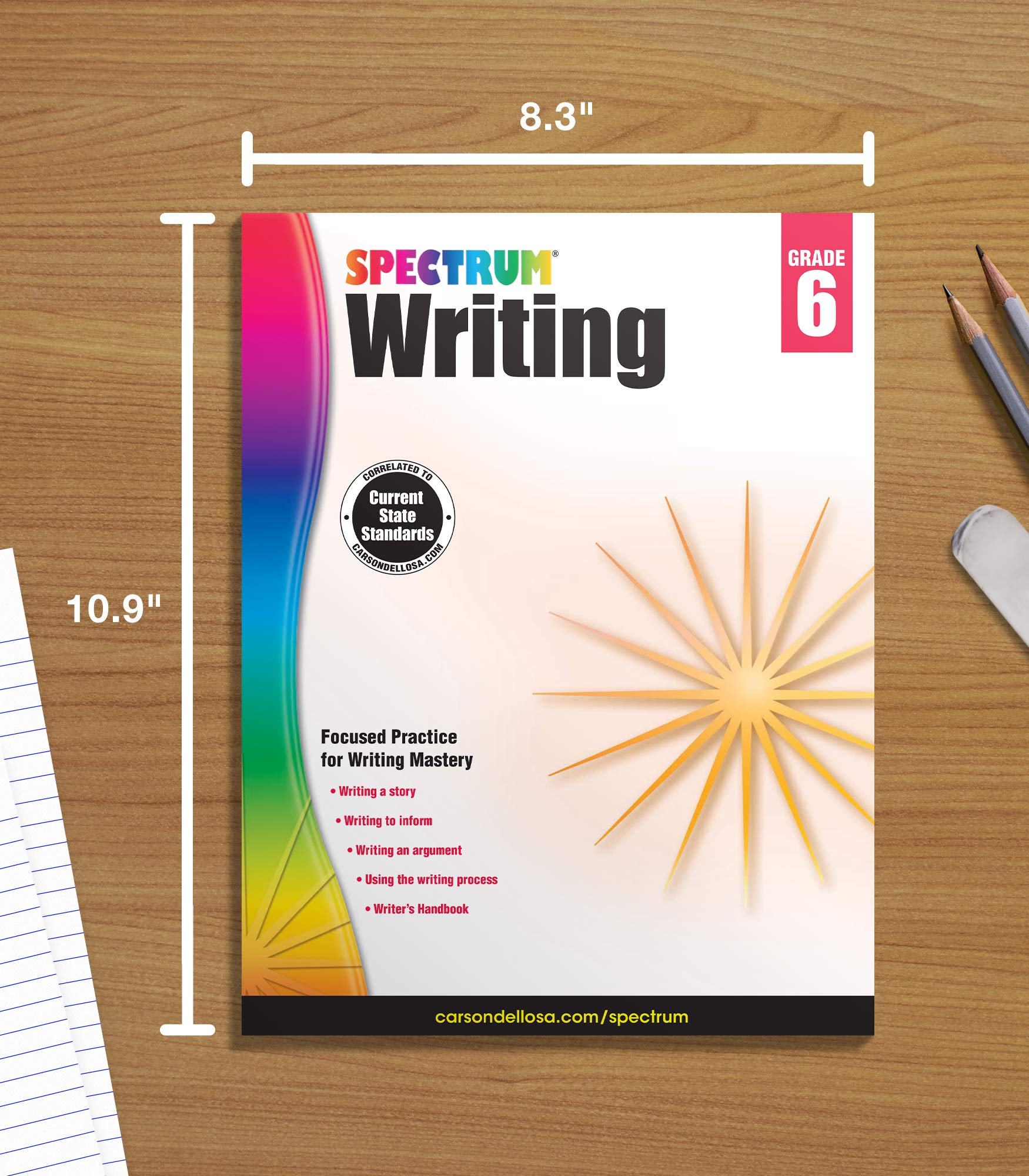 Spectrum 6th Grade Writing Workbooks, Ages 11 to 12, 6th Grade Writing, Informative, Argumentative, and Descriptive Story Writing Prompts, Writing Practice - 136 Pages