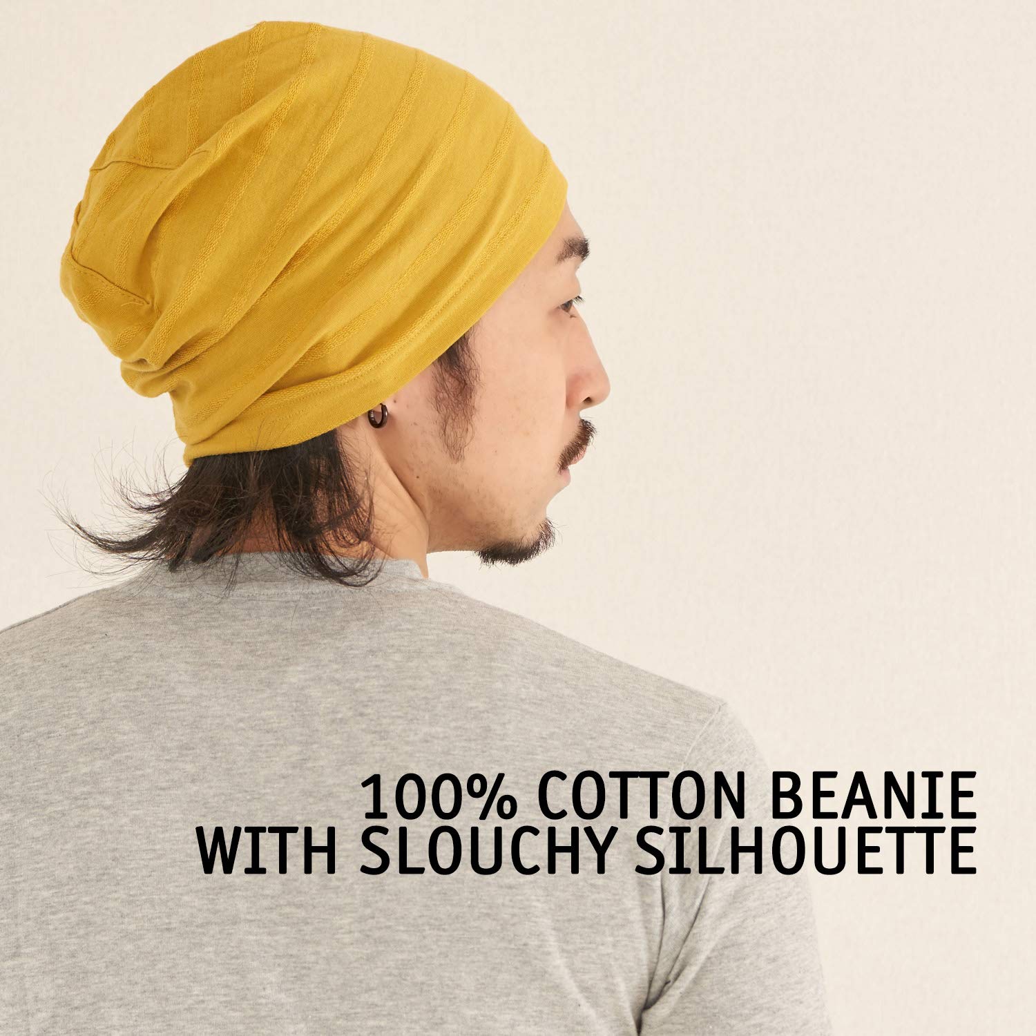 CHARM Womens Light Weight Summer Beanie - Mens Slouchy Beanie Hat Stretchy Slouch Knit Cap 100% Cotton Chemo Hat Black