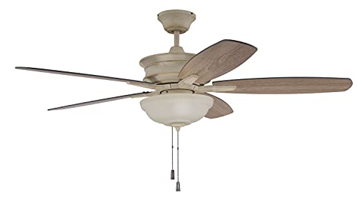 Craftmade PNB52CW5 Pembrooke Dual Mount 52" Ceiling Fan with LED Light Kit, 5 Blades, Cottage White