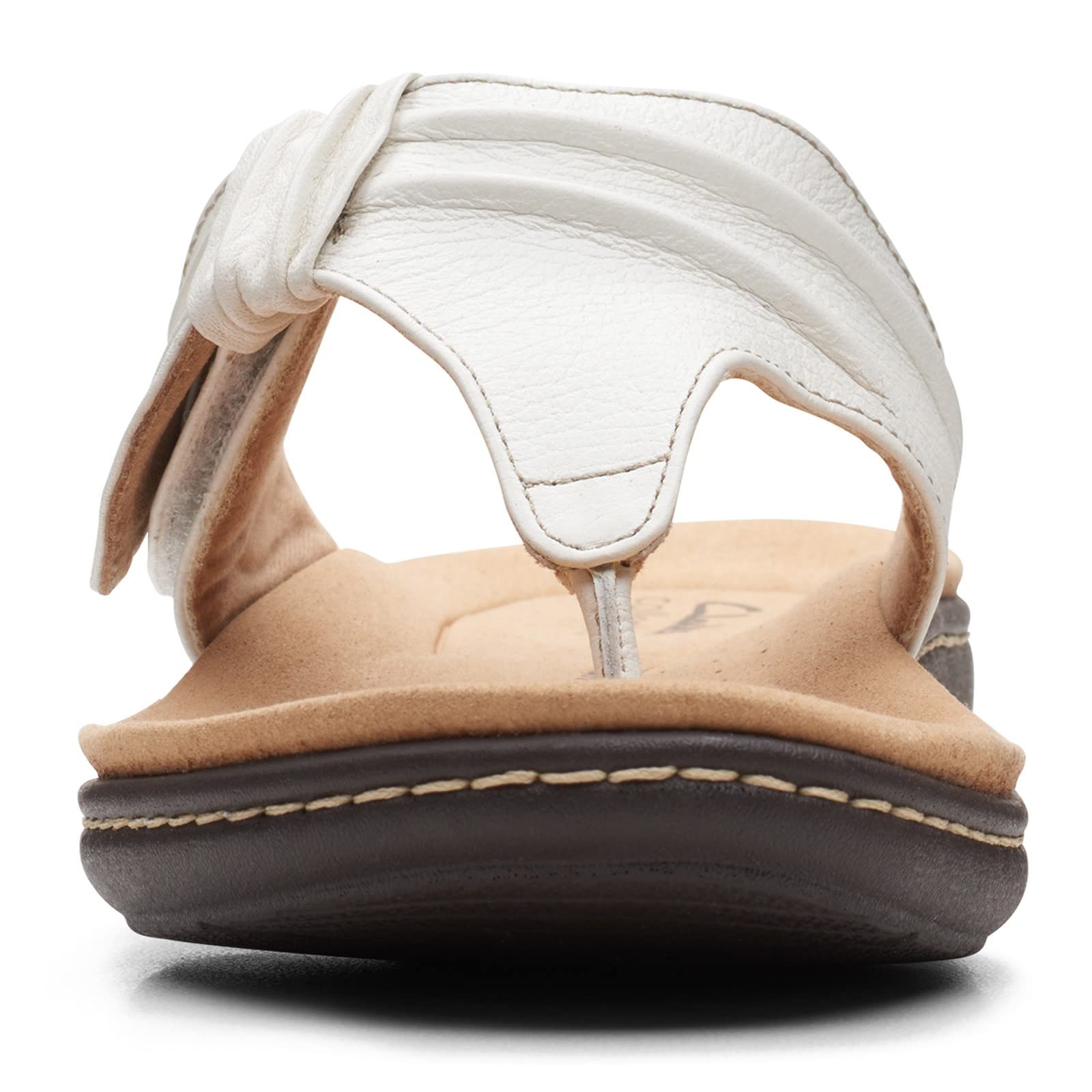 Clarks Laurieann Rae Flat Sandal, White Leather, 11 Medium