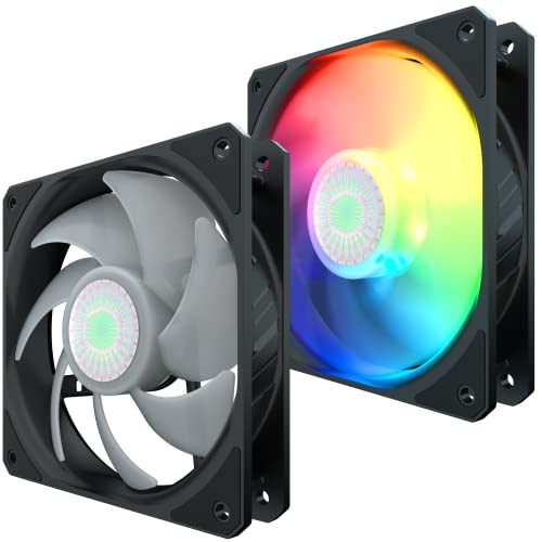 Cooler Master SickleFlow 120 V2 ARGB Square Frame Fan, ARGB 3-Pin Customizable LEDs Air Balance Curve Blade, Sealed Bearing, 120mm PWM Control for Computer Case & Liquid Radiator (Pack of 1)