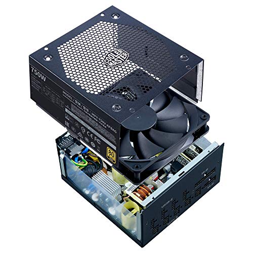 Cooler Master V750 Gold V2 Full Modular,750W, 80+ Gold Efficiency, Semi-fanless Operation, 16AWG PCIe high-Efficiency Cables, 10 Year Warranty