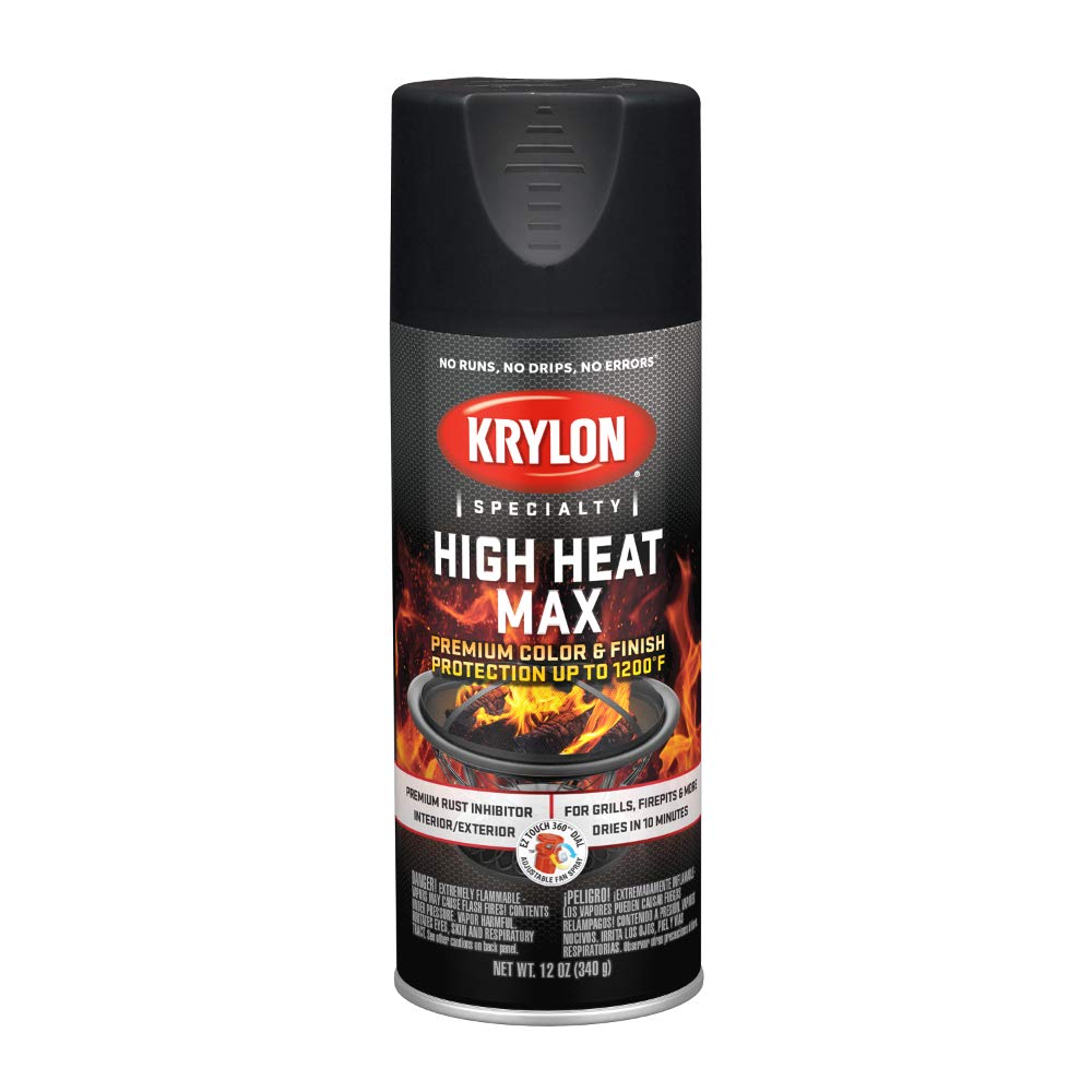 Krylon K01607000 High Heat Max, Black, Gloss, 12 ounce