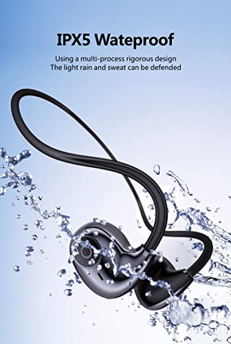 HUYEOOGO Bone Conduction Headphones with MP3 Player, and Bluetooth 5.2, Ideal for Swimming, Running, Cycling, and Gym Workouts. Black Headphones with Microphoneopen Ear Headphones