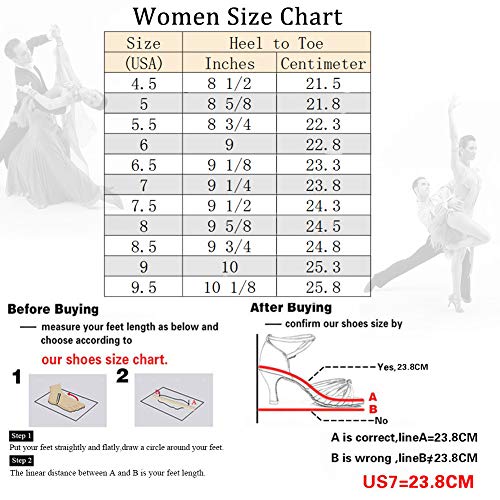 DKZSYIM Women's Satin Latin Dance Shoes Professional Ballroom Salsa Practice Performance Dancing Shoes,201B-Brown, 6.5 US