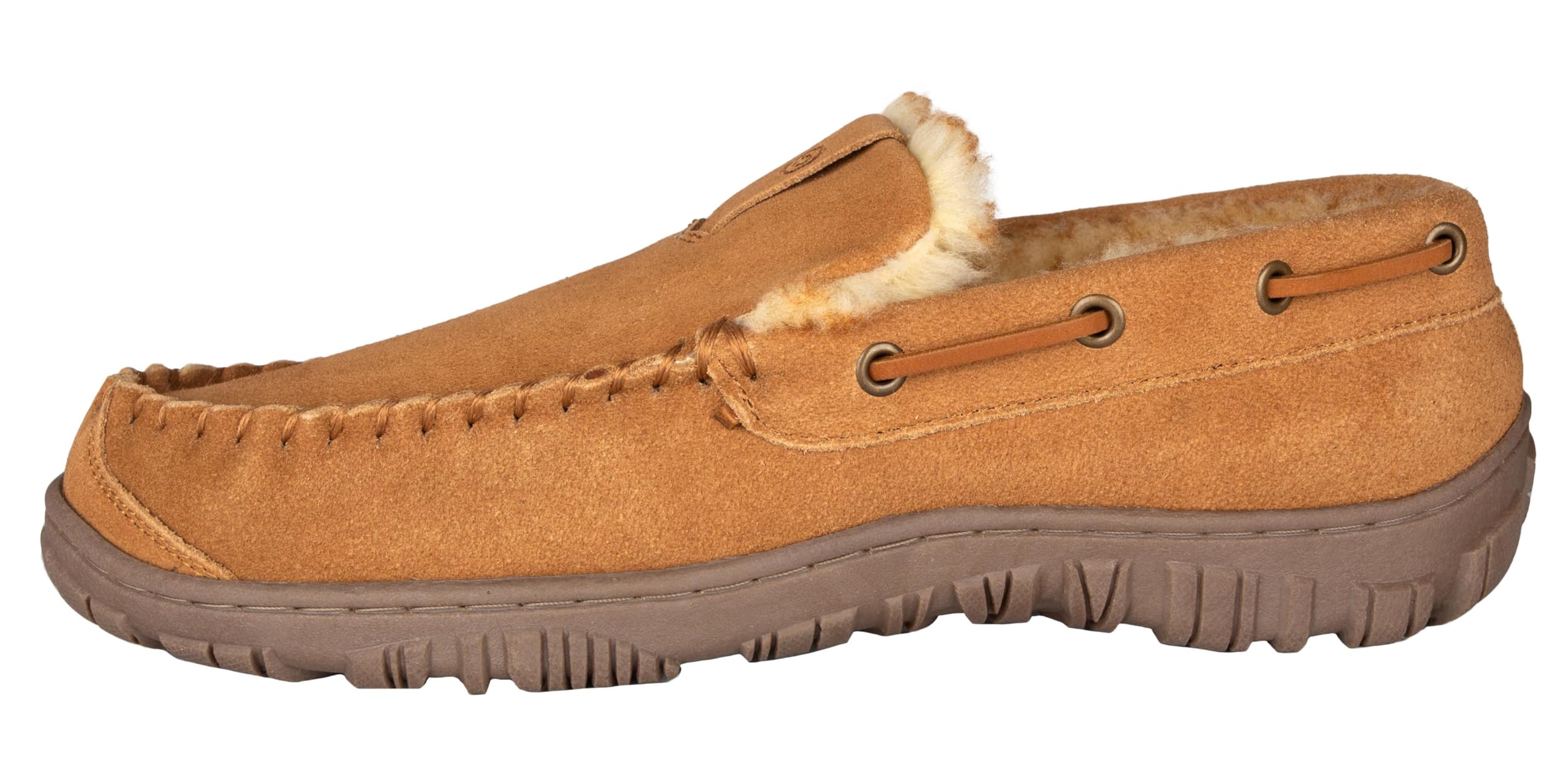 Clarks Mens Suede Venetian Moccasin Slipper A345001 - Warm Plush Faux Fur Lining - Indoor Outdoor House Slippers For Men (11 M US, Cinnamon)