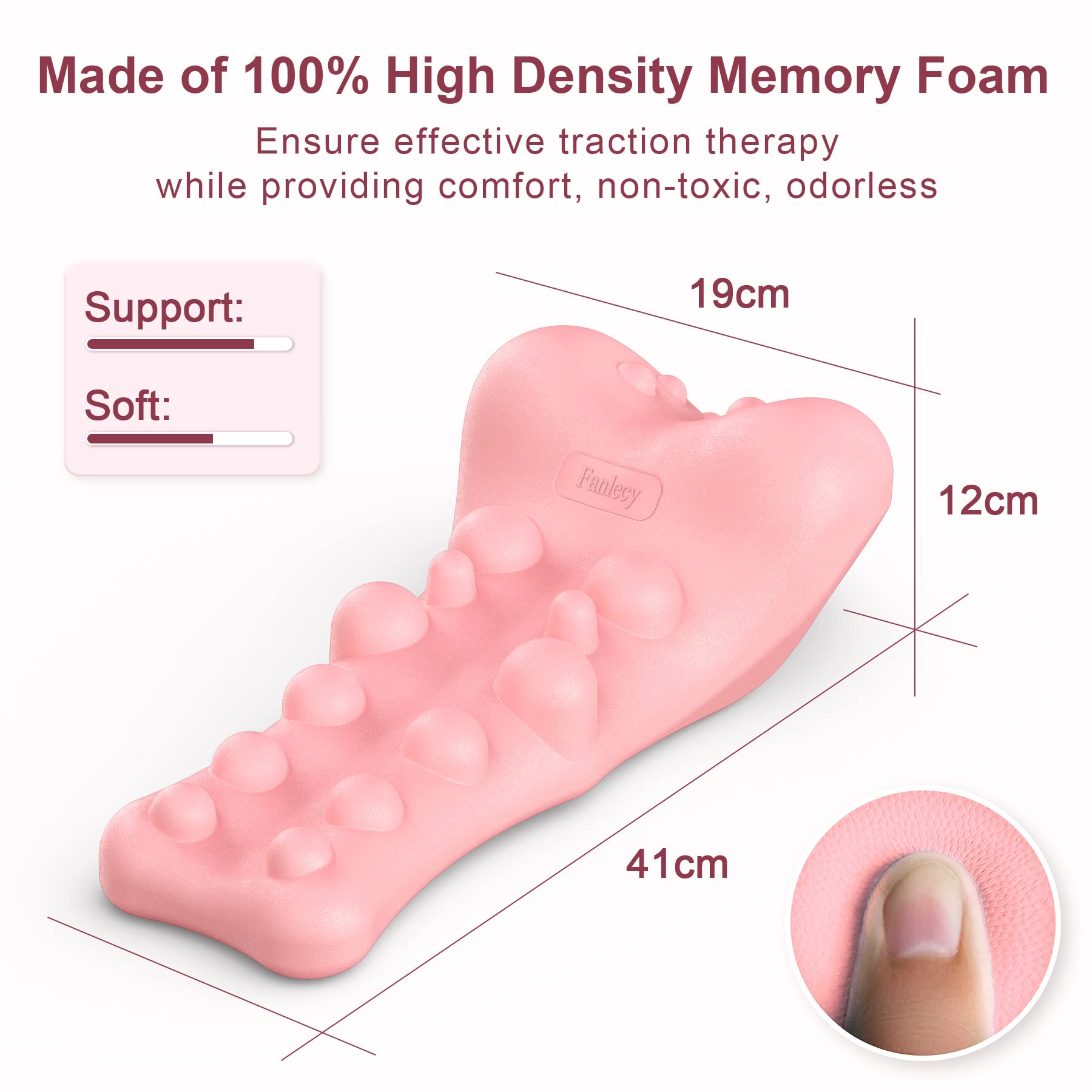Fanlecy Neck and Shoulder Relaxer with Upper Back Massage Point, Cervical Traction Device Neck Stretcher for TMJ Pain Relief and Cervical Spine Alignment Chiropractic Pillow (Pink)