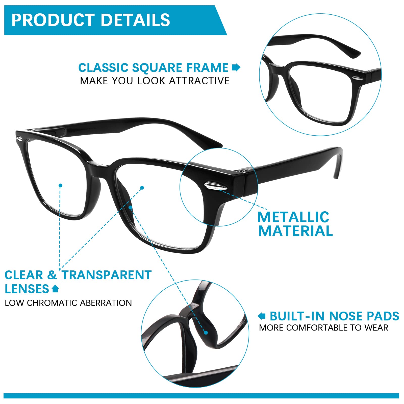 CLASAGA Reading Glasses for Women, Ladies Computer Readers Blue Light Blocking Eyewear Spring Hinge Eyeglasses(2.0x)