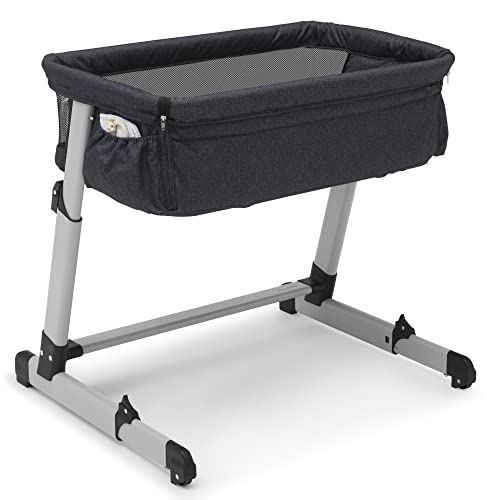 GAP babyGap Whisper Bedside Bassinet Sleeper with Breathable Mesh and Adjustable Heights - Lightweight Portable Crib - Made with Sustainable Materials, Black Camo