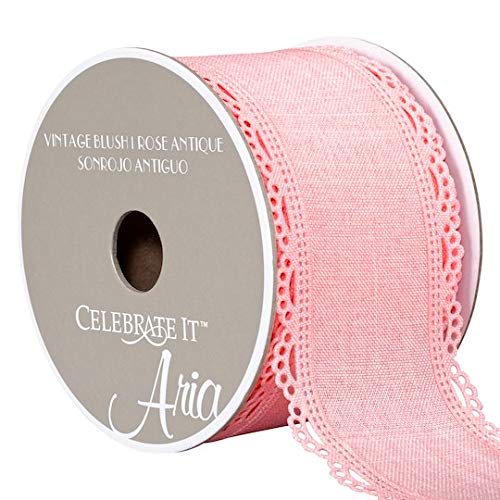 Celebrate IT- 2.5" Lace Wired Ribbon- Aria Vintage Blush